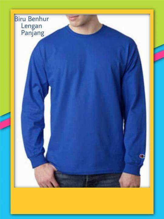 (COD) Kaos oblong polos lengan panjang warna biru benhur / kaos oblong ... (COD) Kaos oblong polos lengan panjang warna biru benhur / kaos oblong ...