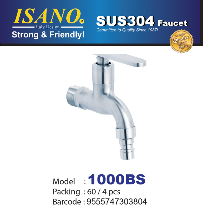 ISANO Stainless Steel SUS304 Wall Bib Tap Model:1000BS | Lazada