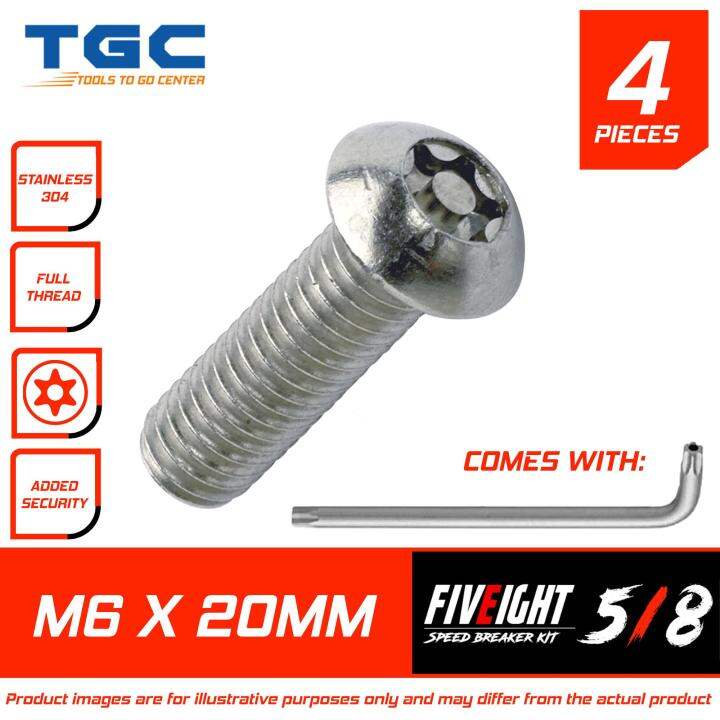 Five Eight Speed 4PCS Stainless Security Torx Screw M 6 x 20 mm with ...