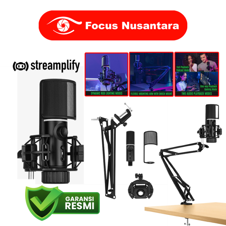 STREAMPLIFY Mic Arm RGB Microphone With Mounting Arm | Lazada Indonesia