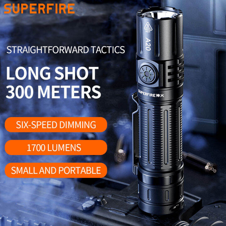 SUPERFIRE A20 Torchlight 1700LM EDC Flashlight USB-C Rechargeable 21700 ...