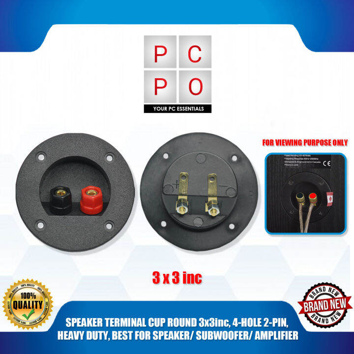 SPEAKER TERMINAL CUP ROUND 3x3inc, 4-HOLE 2-PIN, HEAVY DUTY, BEST FOR ...