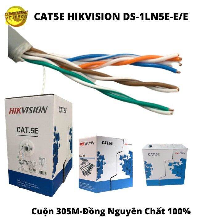Cáp mạng 8 sợi, đồng nguyên chất CAT5e Hikvision DS-1LN5E-E/E Xanh, cuộn 305 met (chính hãng ...
