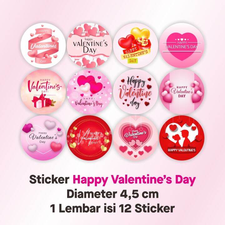 Sticker Label Happy Valentine Day Stiker Valentine's Day Selamat Hari ...