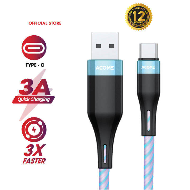 Type C Cable Fast Charging Dynamic Streamer Data Cable with LED Light ...