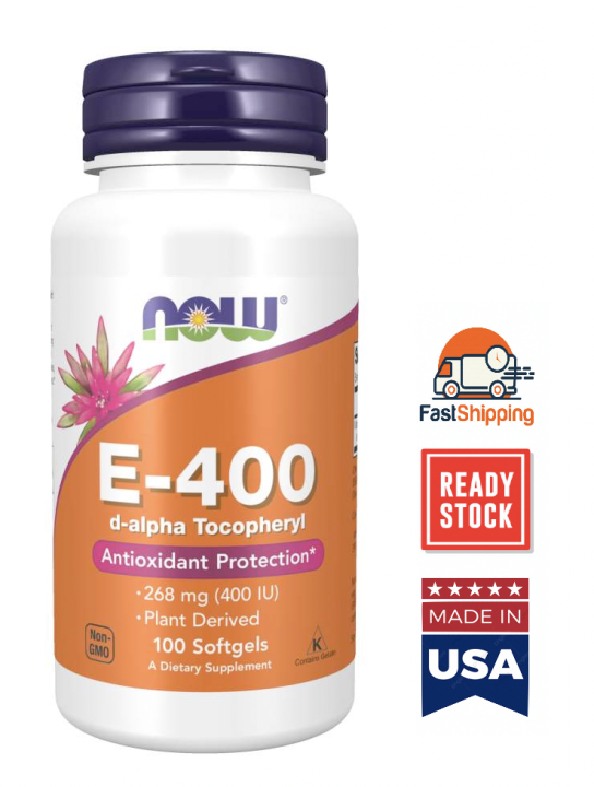 Ready Stocks, Natural E-400, 268 mg , 100 Softgels (d-alpha Tocopheryl ...