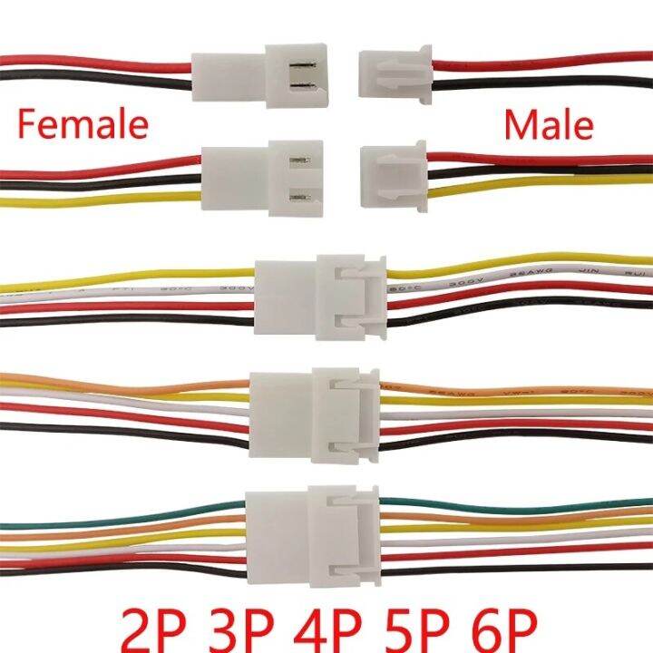 Male Female Plug Connector With Wire Cables 26AWG 2.54 Battery Charging ...