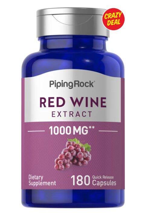 Red Wine Extract Resveratrol 1000 mg 90 Capsules from Grape Skin with ...