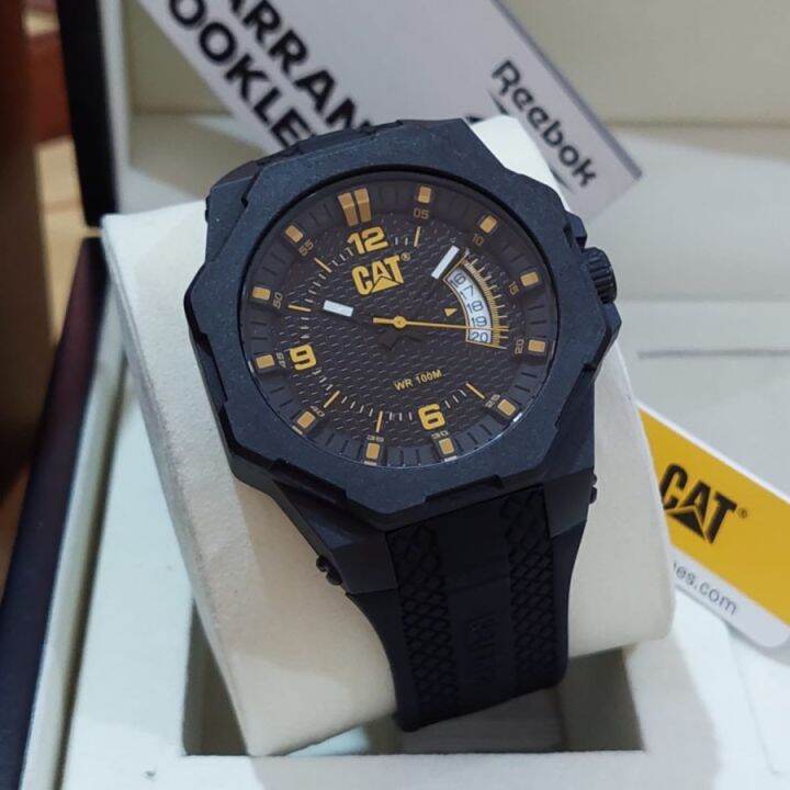 JAM TANGAN PRIA CATERPILLAR CAT LM.121.21.131 BLACK RUBBER ORIGINAL ...