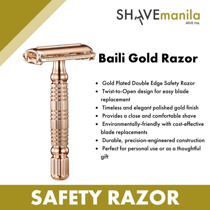Baili Gold Twist To Open Double Edge Safety Razor (Gold) | Lazada PH