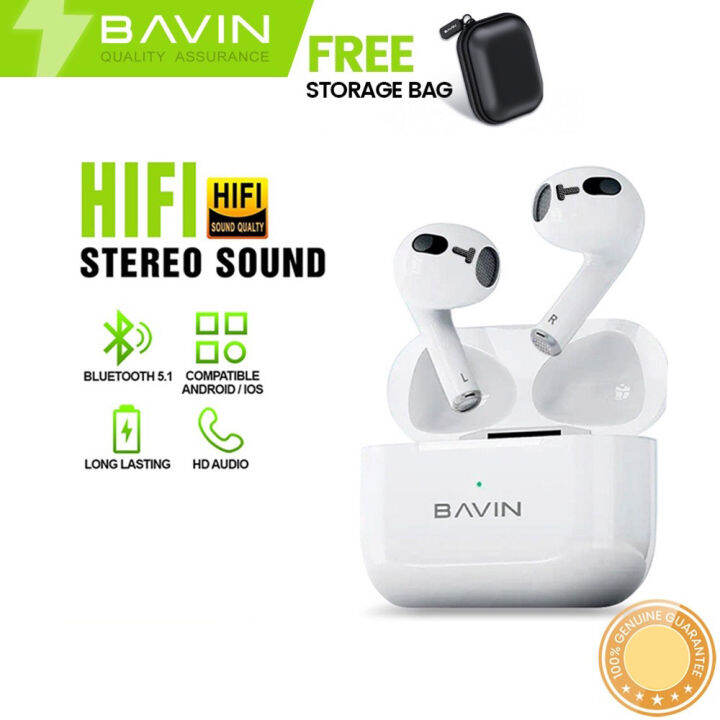 BAVIN BA26 TWS Wireless Earbuds Bluetooth Earphone Hi-Fi Audio Sounds Bluetooth5.1 for Phone ...