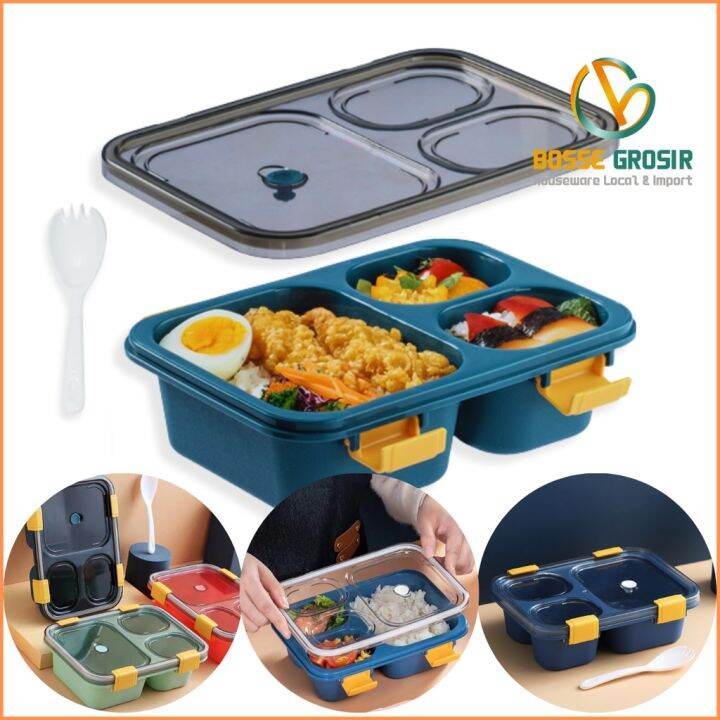 Kotak Makan Transparant Bento Box 1100ml / Tempat Makan Lunch Box BPA Free - kotak bekal 4 sekat ...