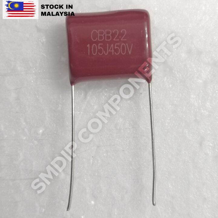 5PCS 105J 1uF 5% 450V, Polyester Film Capacitor, Pitch 15mm | Lazada