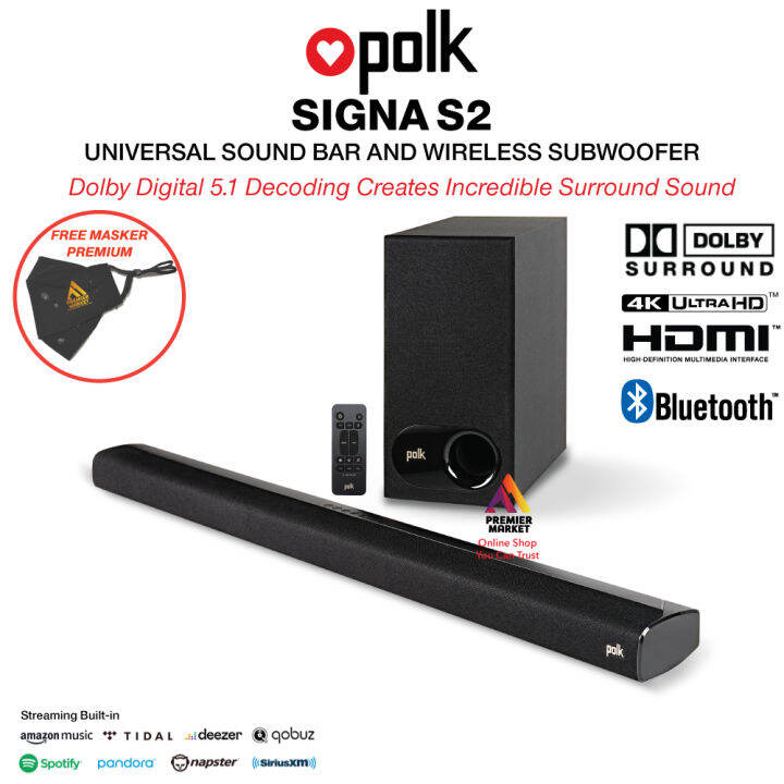 POLK Audio Signa S2 Dolby Soundbar Wireless subwoofer | Lazada Indonesia