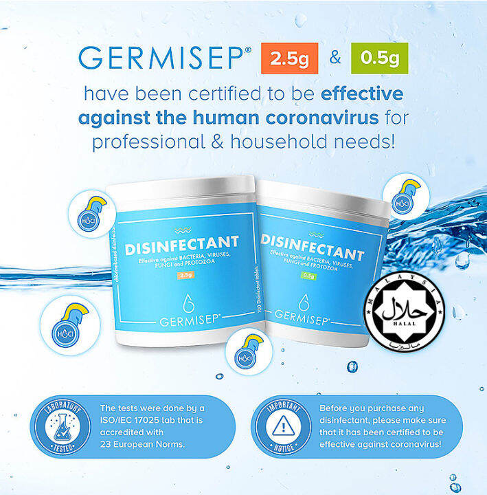 ORIGINAL HOVID GERMISEP DISINFECTANT SOLUBLE TABLET 2.5g FOR 10 L / 0 ...
