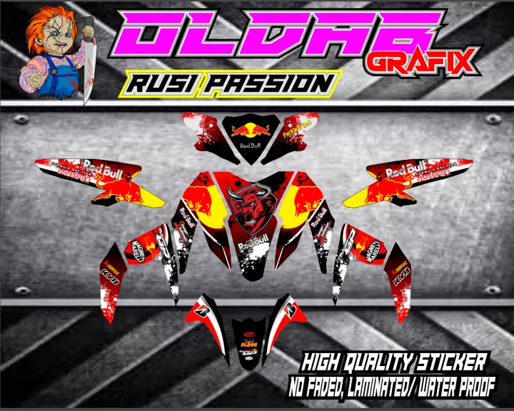 RUSI PASSION STICKER DECALS, RED BULL- 005 | Lazada PH