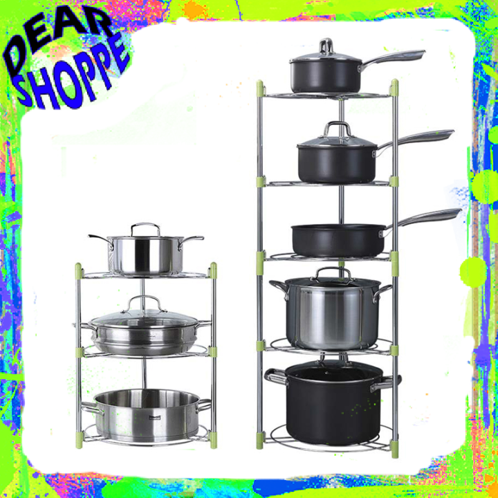 DEAR 3/5 Layer Stainless Steel Kitchen Rack Storage Pan Pot Organizer Rack Utensil Cookware Rak ...