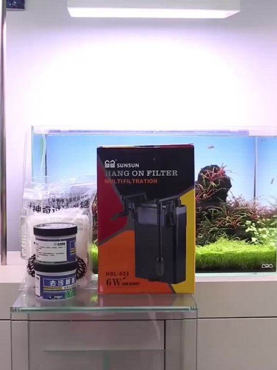 SunSun Hang On Filter Skimmer Up to 100 Liter Aquarium 6W Multi-stage ...