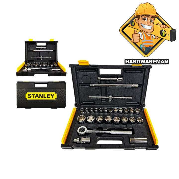 Stanley 1-86-477 26-Piece 1/2-Inch Drive 12-Point Metric Socket Set ...