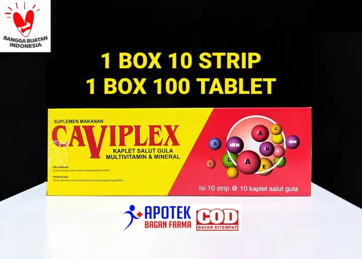 VITAMIN CAVIPLEX ( 1 BOX ISI 100 TABLET ) MULTIVITAMIN DAN MINERAL ...