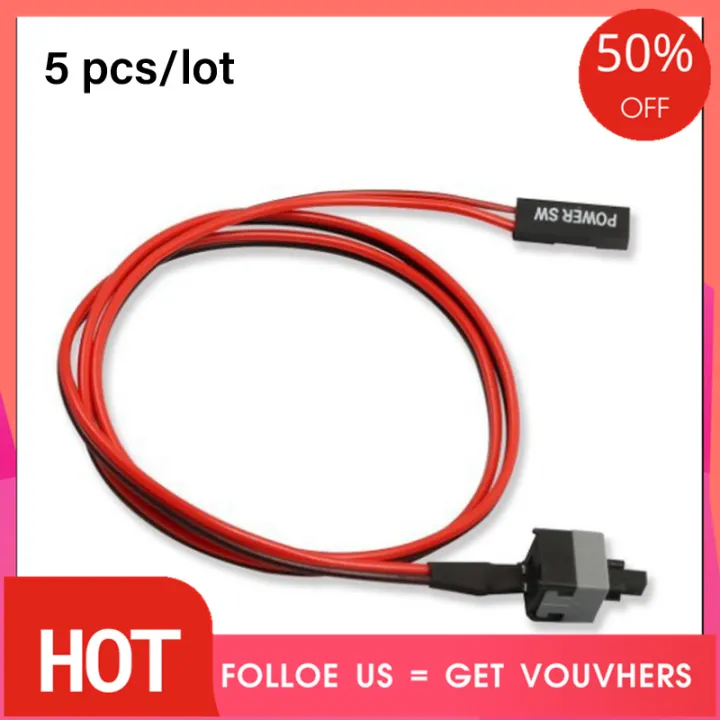 5 Pcs 50cm 2 Pin SW PC Power Cable On/Off Push Button Computer Case ...