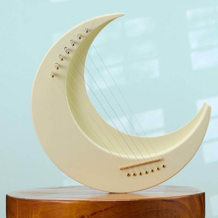 🏆High-end moon lyre crescent qin healing system 7-stringed harp ...