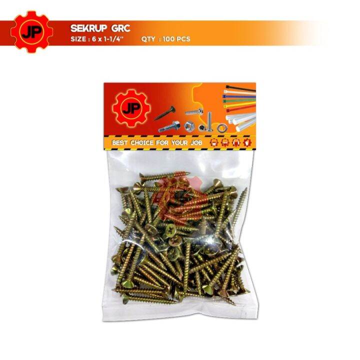SEKRUP GRC 6 x 1-1/4 - BAUT SKRUP KALSIBOARD KUNING ISI 100 PCS ...