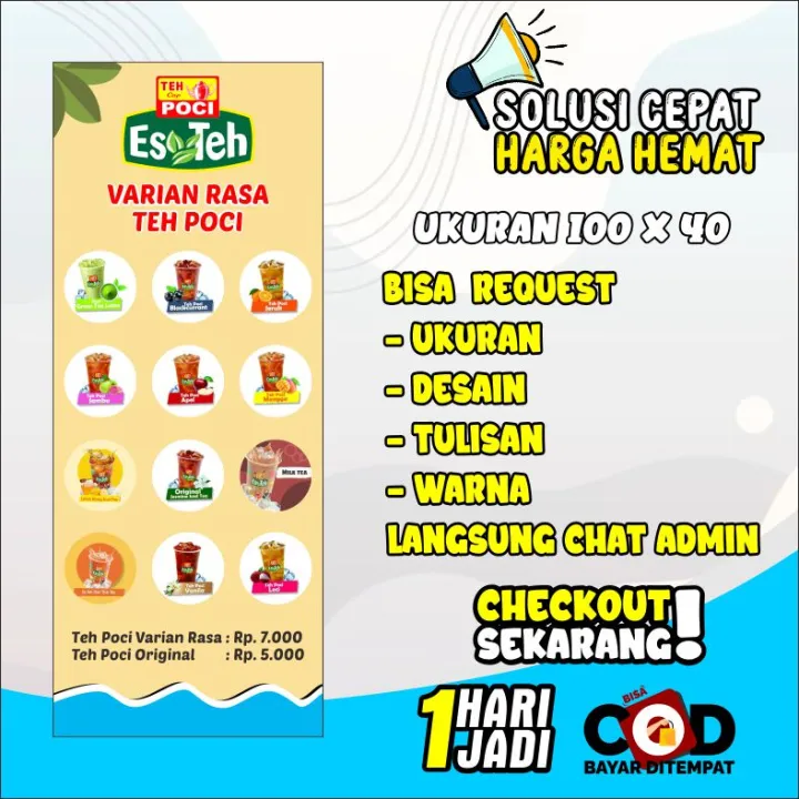 Spanduk/Banner Varian Rasa Ukuran 100 x 40 Custom | Lazada Indonesia