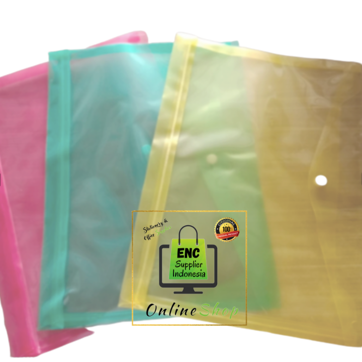 akashiro 3 pcs map kancing f4 stopmap plastik folio tebal transparan ...