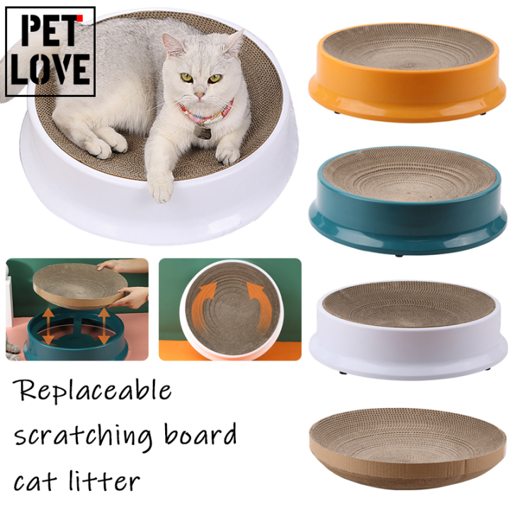 Round Cat Scratching Board Toy Pet Cat Scratch Board Bed Detachable Bed ...