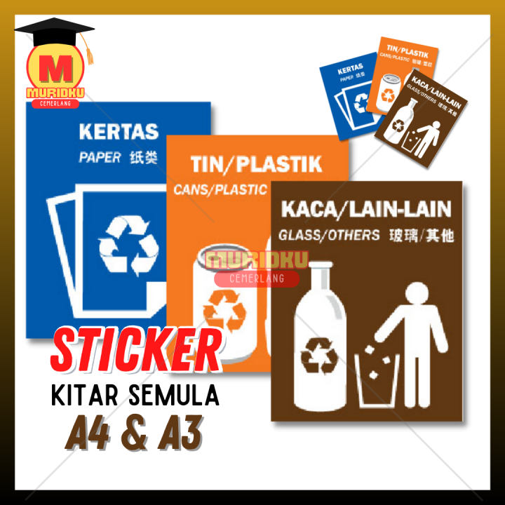 [READY STOCK] A4 & A3 'Recycle' Sticker Vinyl Adhesive Sticker Pelekat ...