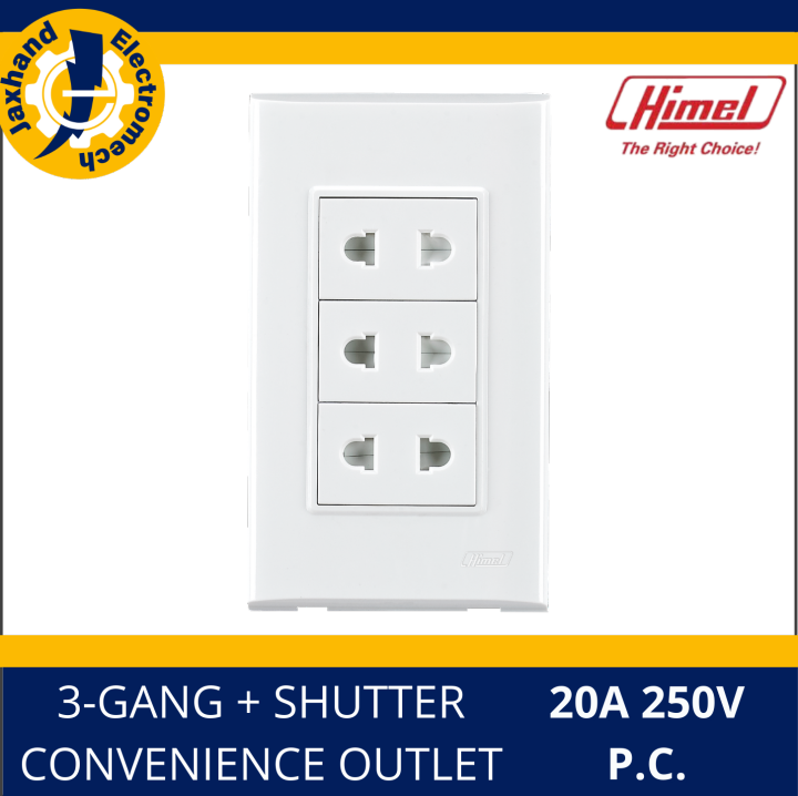 Himel Convenience Outlet 3 Gang, 2 Pin Socket + Shutter | Lazada PH