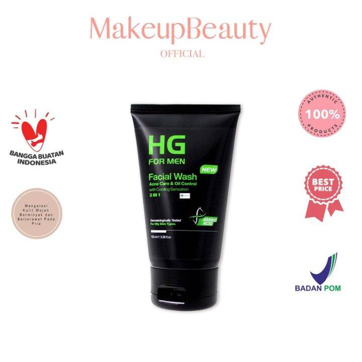 HG For Men Facial Wash Brightening & Deep Cleansing - Acne Care & Oil Control 100ml | Lazada ...