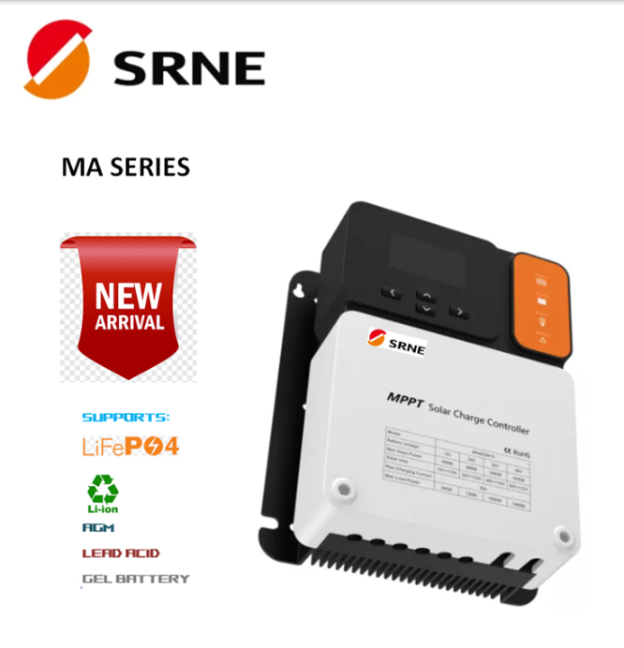 NEW SRNE MA SERIES 30A 40A 60A (12/24V/48V) MPPT Solar Charge ...