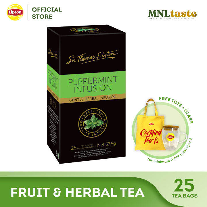 Sir Thomas J. Lipton Peppermint Tea 25 Individually Packed Tea Bags ...