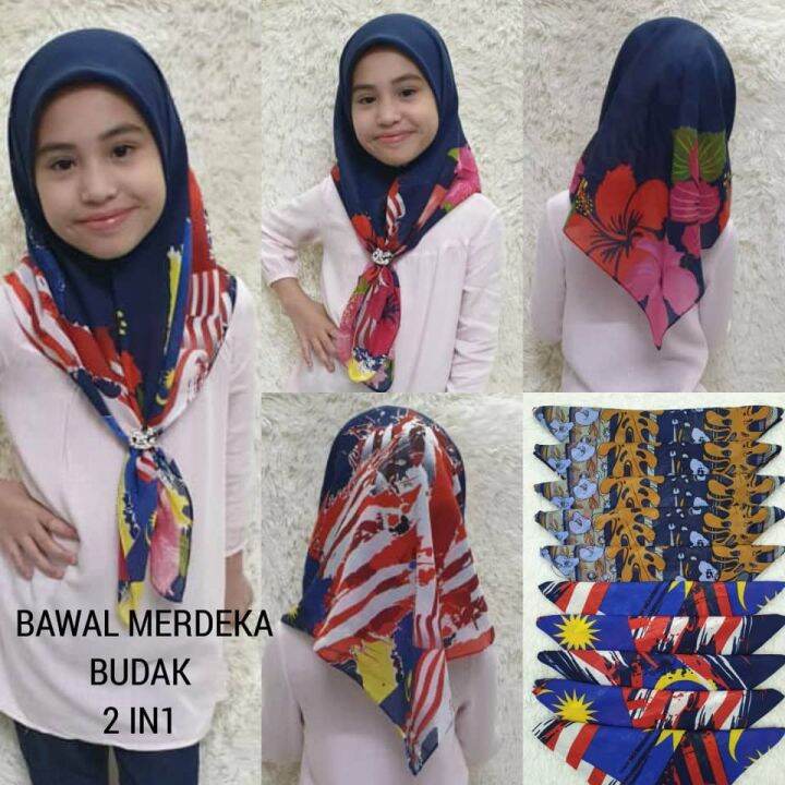 Bawal Merdeka 2 In 1 Bunga Rayajalur Gemilang Design 2020 Lazada