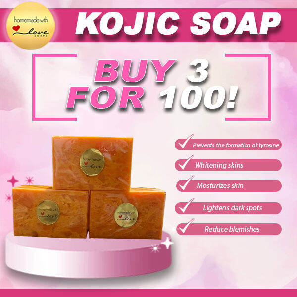 HWLOVE 3PCS for 100 Kojic Soap 100g Whitens Skin Exfoliate Lightens ...
