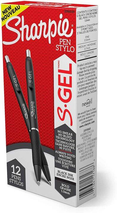 Sharpie S-Gel Pen Stylo Bold Point (1.0mm) Black Ink Gel Pen (2096149 ...