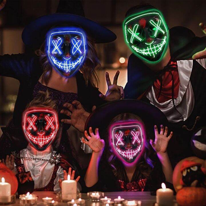 LED Mask Halloween Neon Purge Masks Masquerade Carnival Party Light ...