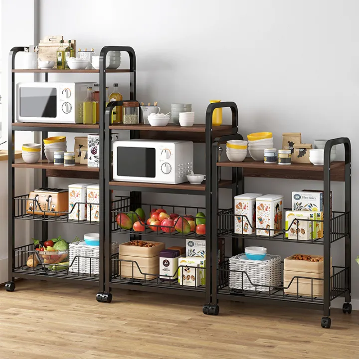 Kitchen rack multi-layer movable trolley household floor-standing ...