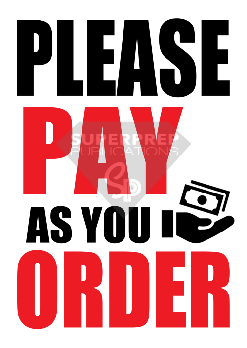 Please Pay As You Order Pay at the Counter Signage Laminated Sign A4 ...