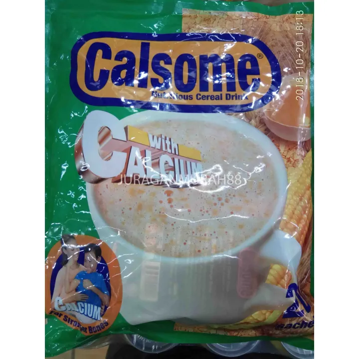 CALSOME Sereal Oatmeal Bergizi Penuh Kalsium, Calsium Instan Sashet ...