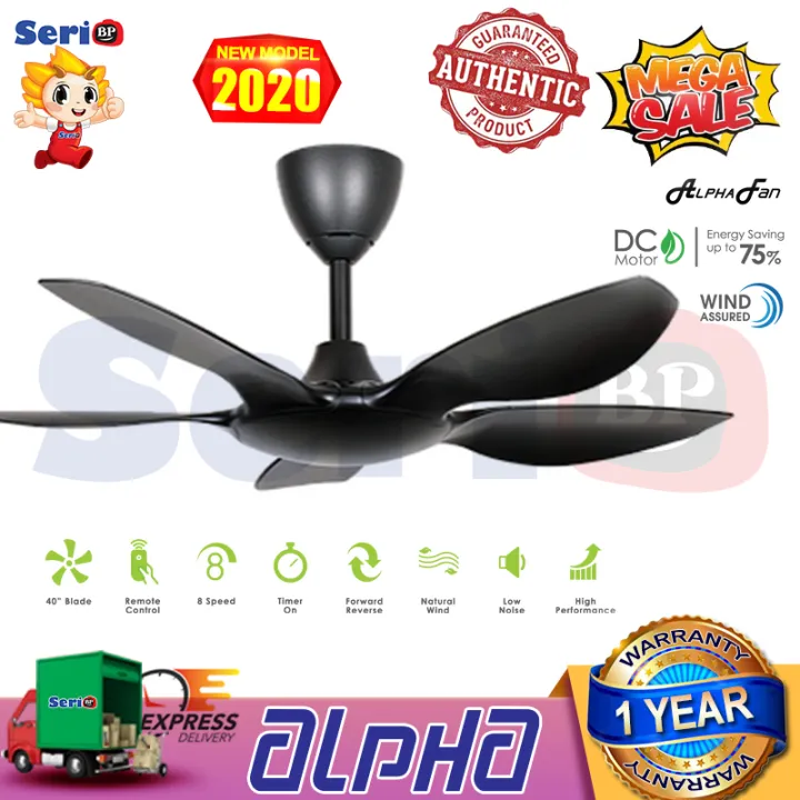Alpha Fan - 40 Inch DC Motor Ceiling Fan with 5 Blades (8 Speed Remote ...