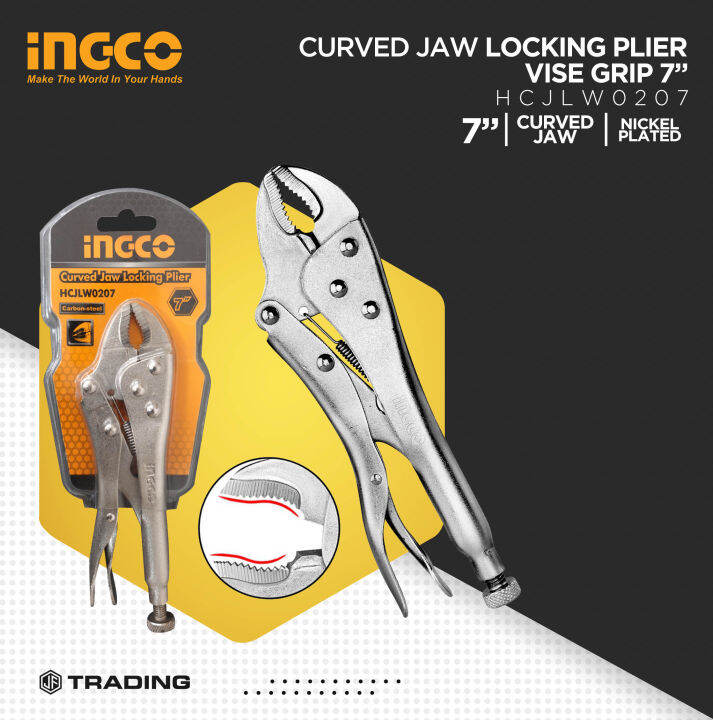 INGCO Curved Jaw Locking Plier Vise Grip 7" HCJLW0207 | Lazada PH