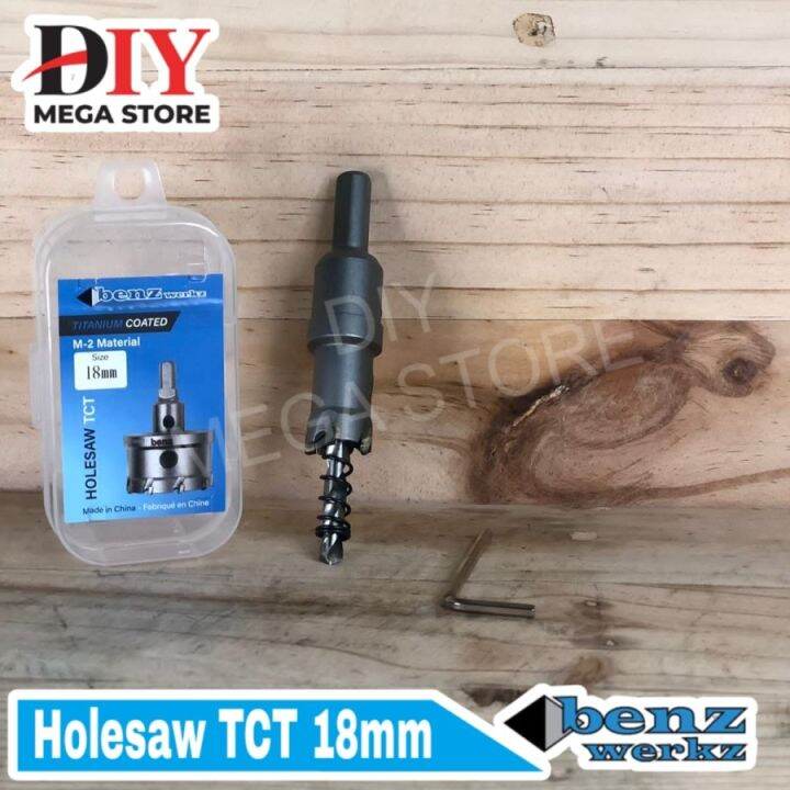 Mata bor plong besi, metal, kayu benz werkz mata bor holesaw TCT 18mm ...