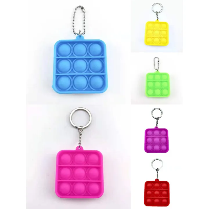 Mini Push Pop It Fidget Toy Bubble Sensory Toy Stress Relief Keychain ...