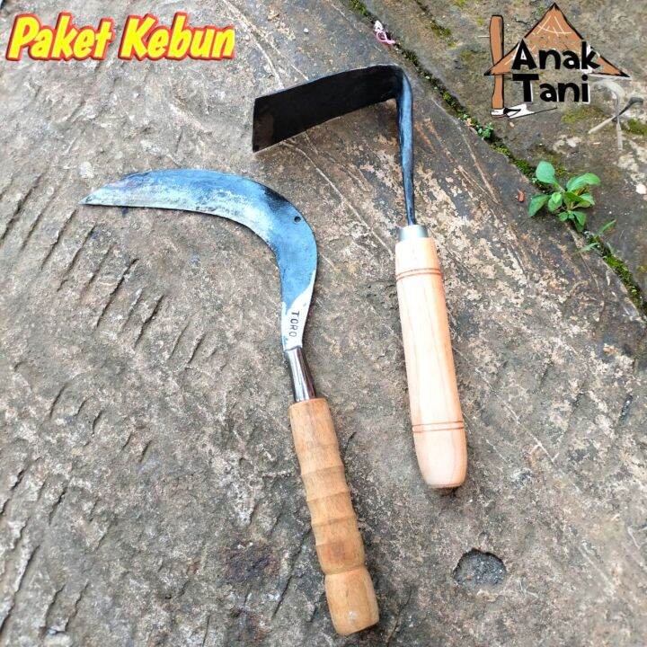 ALAT TAMAN - sabit alat pengaritan sawah dan cangkul mini gagang kayu ...