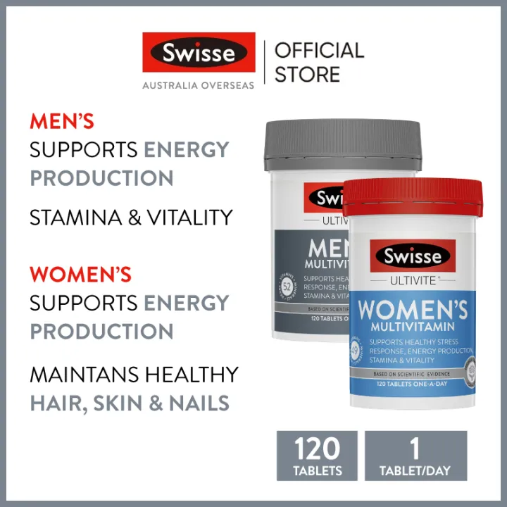 Swisse Ultivite Men's Multivitamin 120 Tablets + Swisse Ultivite Women's Multivitamin 120 ...