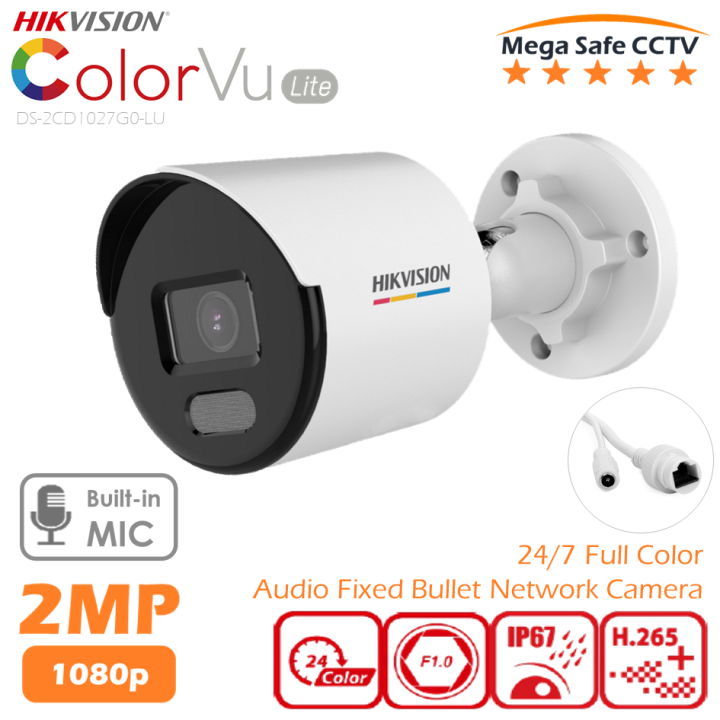 HikVision 2MP ColorVu Outdoor Audio PoE Bullet Network IP Camera, with ...