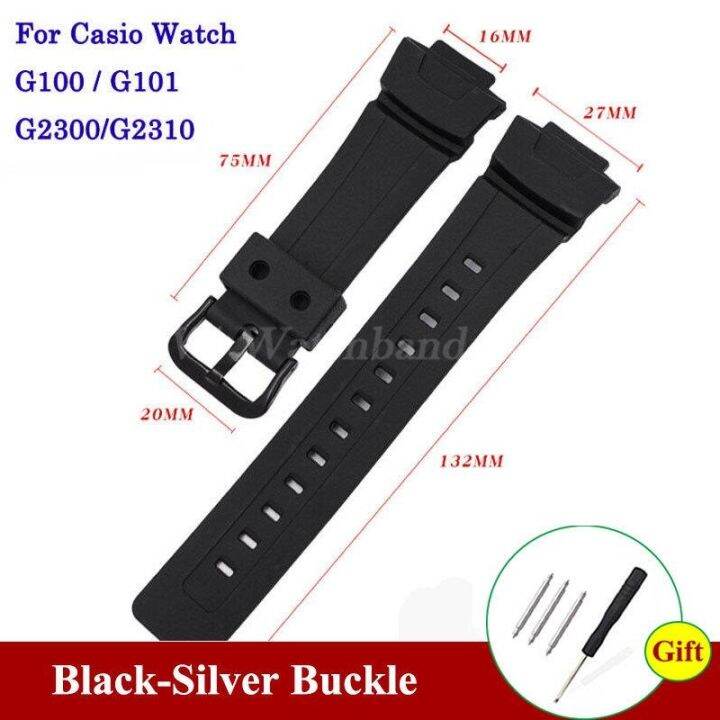 ∋ 16mm Resin Watch Band Replacement for Casio G-100 G-200 G-101 G-2310 ...
